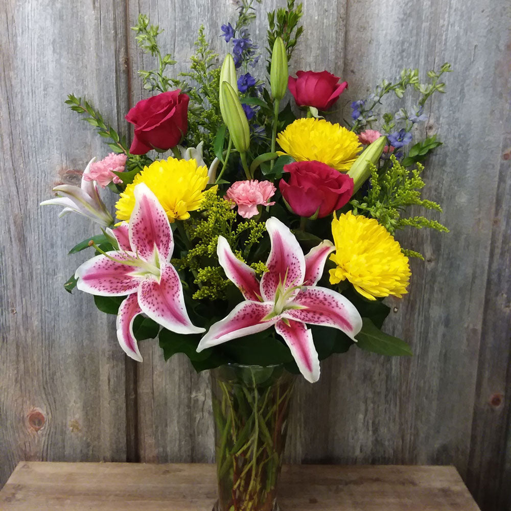 Deluxe Vased Arrangement – Miller Funeral Home Flowers